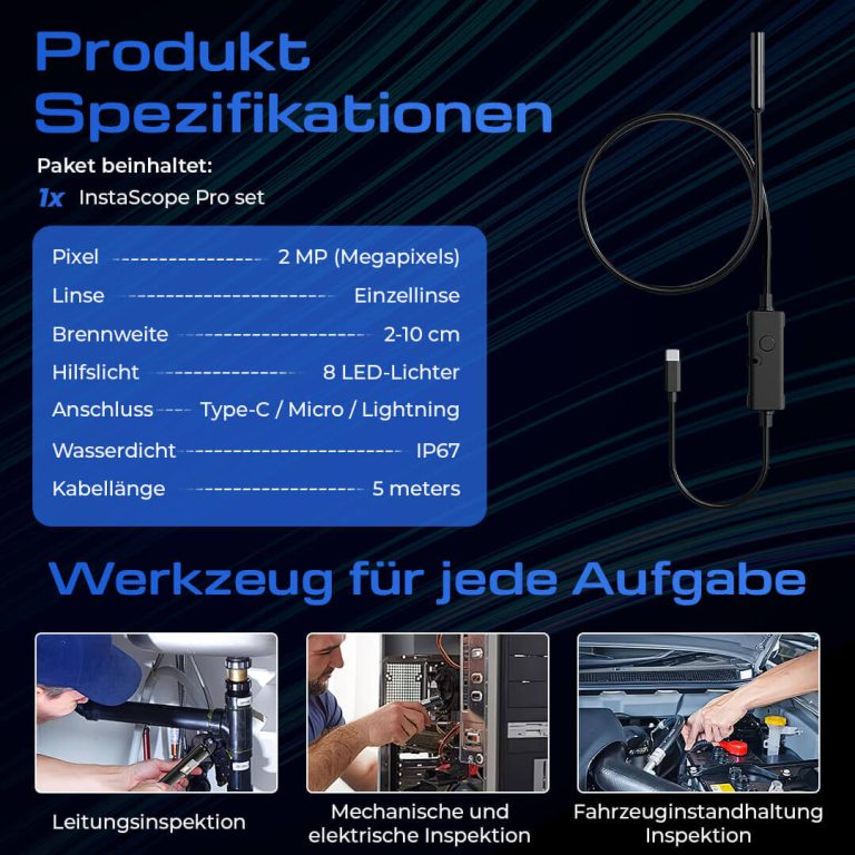 InstaScope Pro Endoskop – Flexible Plug & Play Inspektionskamera - Rabattmax.com